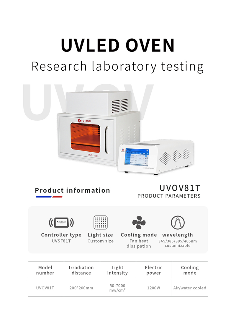Laboratory uv glue curing with uv led oven